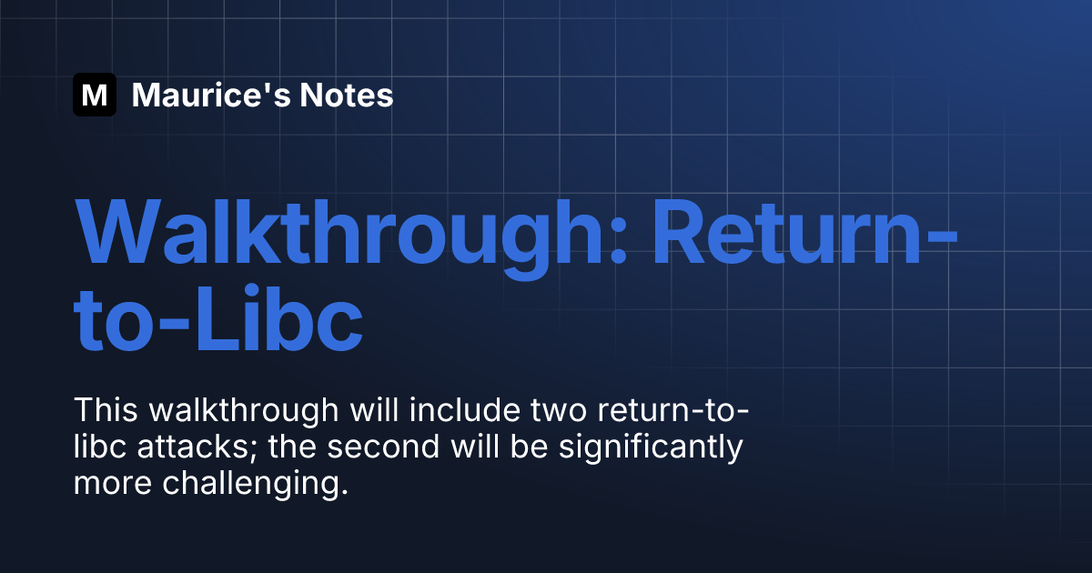 Walkthrough: Return-to-Libc | Maurice's Notes Walkthrough: Return-to-Libc | Maurice's Notes